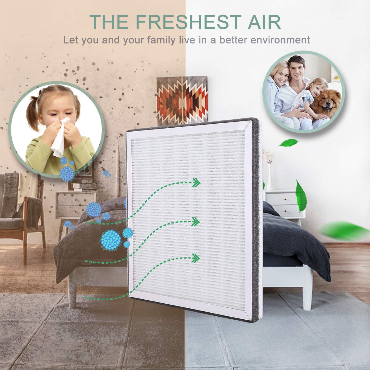 NOBLEFU Air-Purifier-Replacement-Filters, Compatible with Pure Enrichment PureZone 3-in-1 Air Purifier (AFR00101X01)