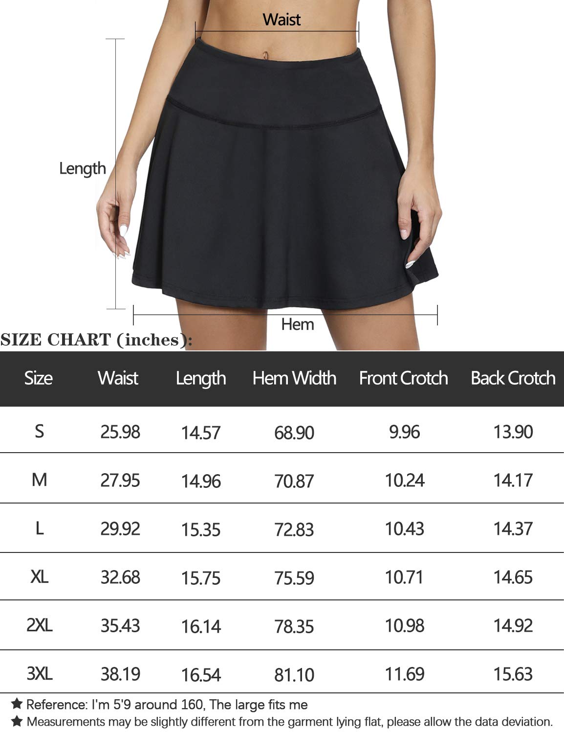 BLEVONH Skorts Skirts for Women,Tennis Golf Running Active Pleated Skirts with Liner Inner Pocket Black Grey Tie-dye 3XL