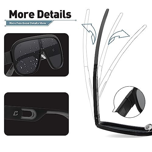 Bevi Sunglasses Polarized UV Protection with Flexible Lightweight Frame Shield Sunglasses for Men Women 2738C2