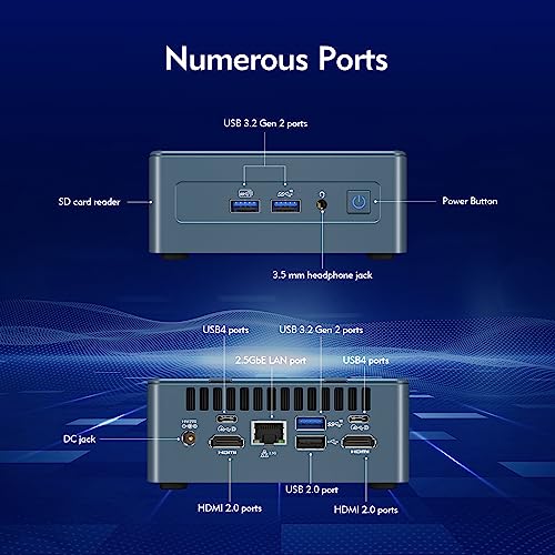 GEEKOM Mini PC Mini IT12, 12th Gen Intel i5-12450H NUC12 Mini Computers(8 Cores,12 Threads) 16GB DDR4/512GB PCIe Gen 4 SSD Windows 11 Pro Desktop PC Support Wi-Fi 6E/Bluetooth 5.2/USB 4.0/2.5G LAN/8K