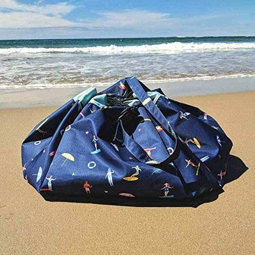 Play & Go Waterproof Drawstring Play Mat Storage Bag for Children - Kids Toy Storage Organizer - Drawstring Toy Bag - Large 55" Play Mat for Toddlers Toys and Bag for Storage - Surf