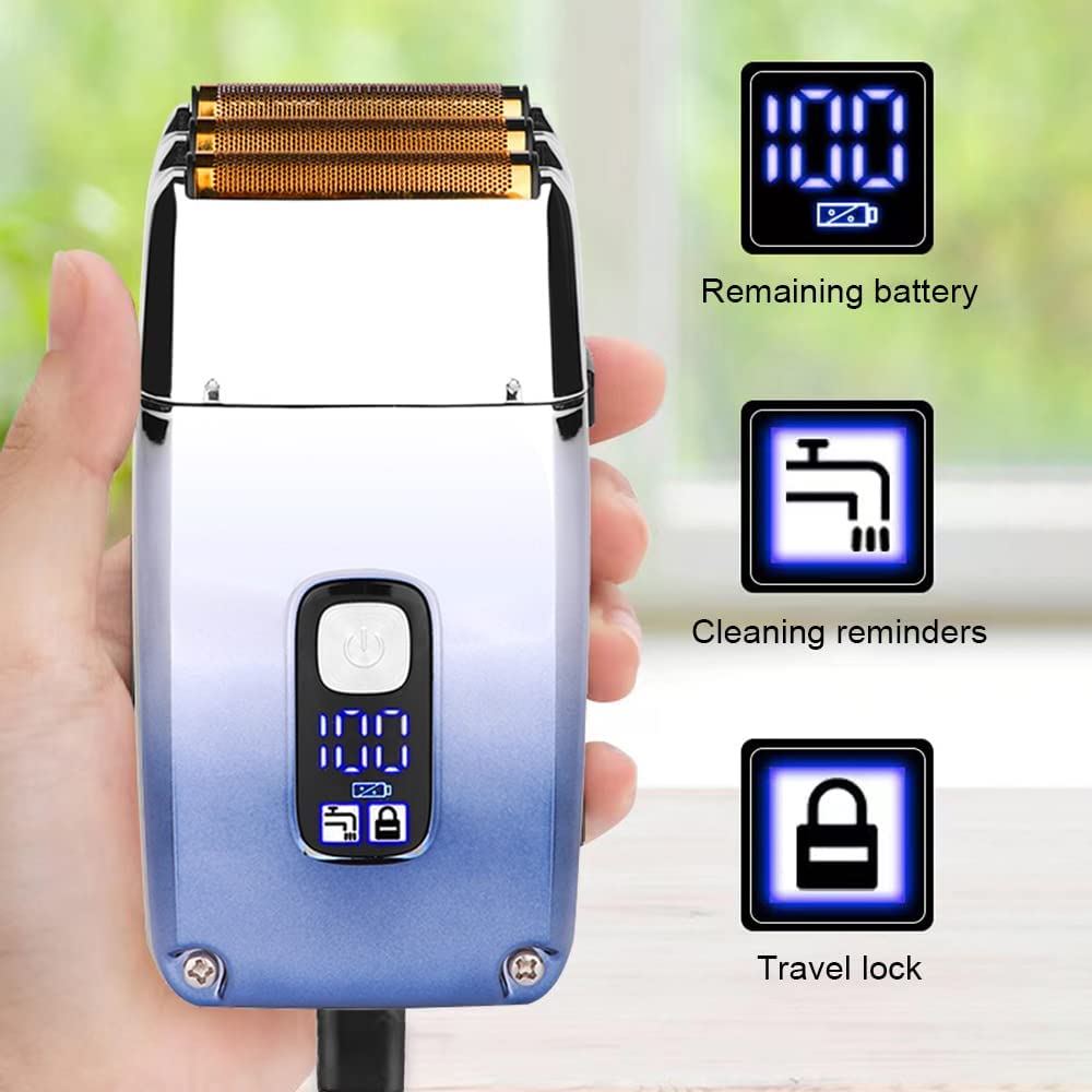 Beard Shavers for Men Electric Razor Cordless Rechargeable Triple Blades Shaver Electric Shaver for Men (Silver)