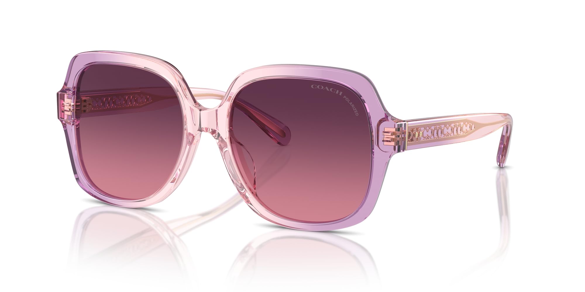COACH Women's HC8395U Universal Fit Square Sunglasses, Amethyst/Pink Gradient/Burgundy Gradient Polarized, 54 mm