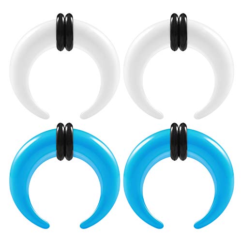 BIG GAUGES 2 Pairs White Acrylic 0g Gauge 8mm width 20mm Light blue Pincher Taper Expander Piercing Ear Stretcher Earring Plugs BG9164