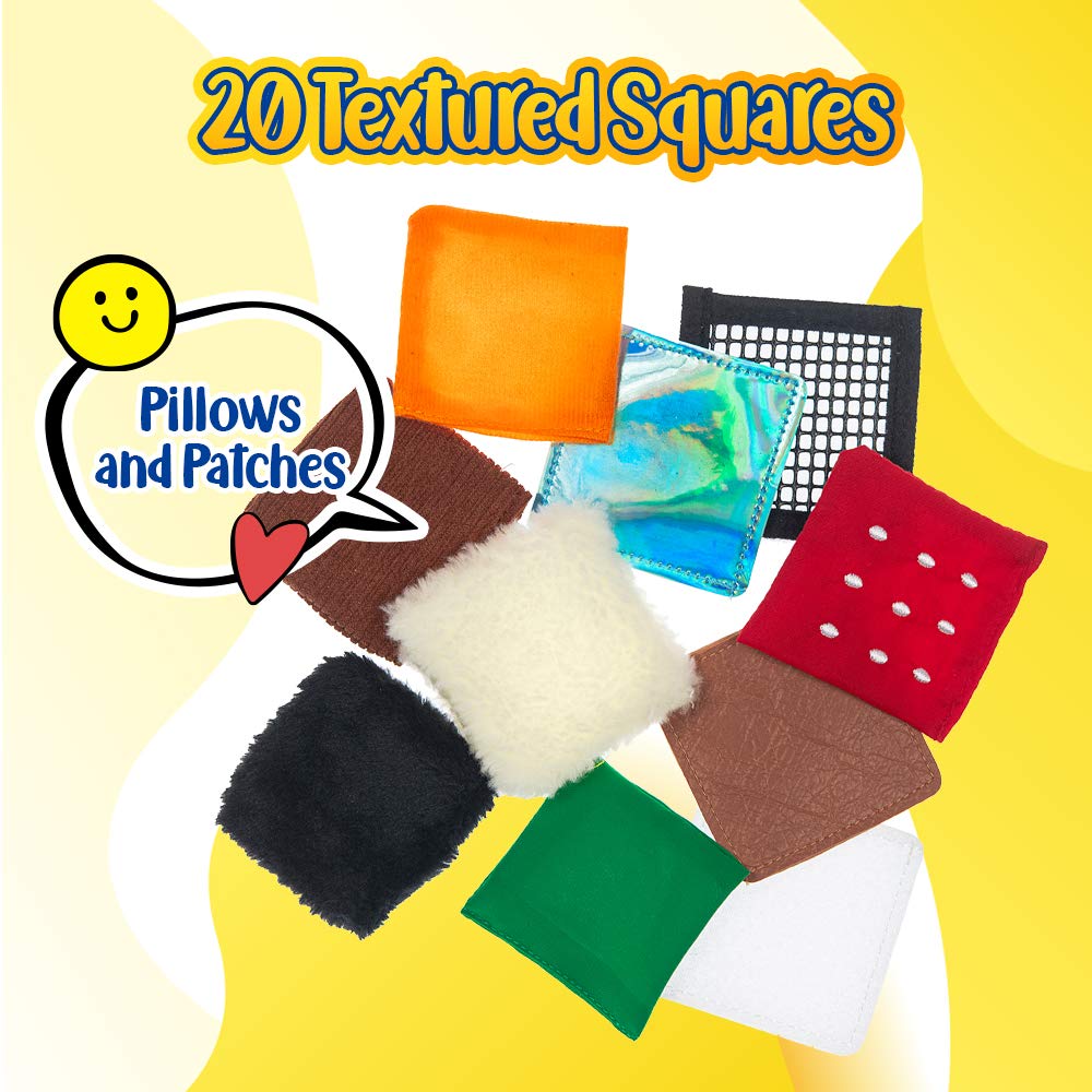 LITTLE CHUBBY ONE Sensory Textured Squares - Mini Pillows and Patches - Set of 20 Different Covered Squares Promotes Sensory Learning Motor Skills Tactile Awareness and Vocabulary Great Gift for Kids