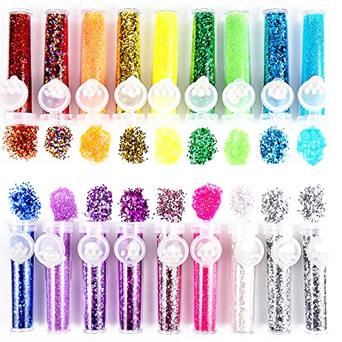 Horizon Group USA Assorted Glitter Tubes, Pack of 18, Neon, Glitter, Metallic Colors