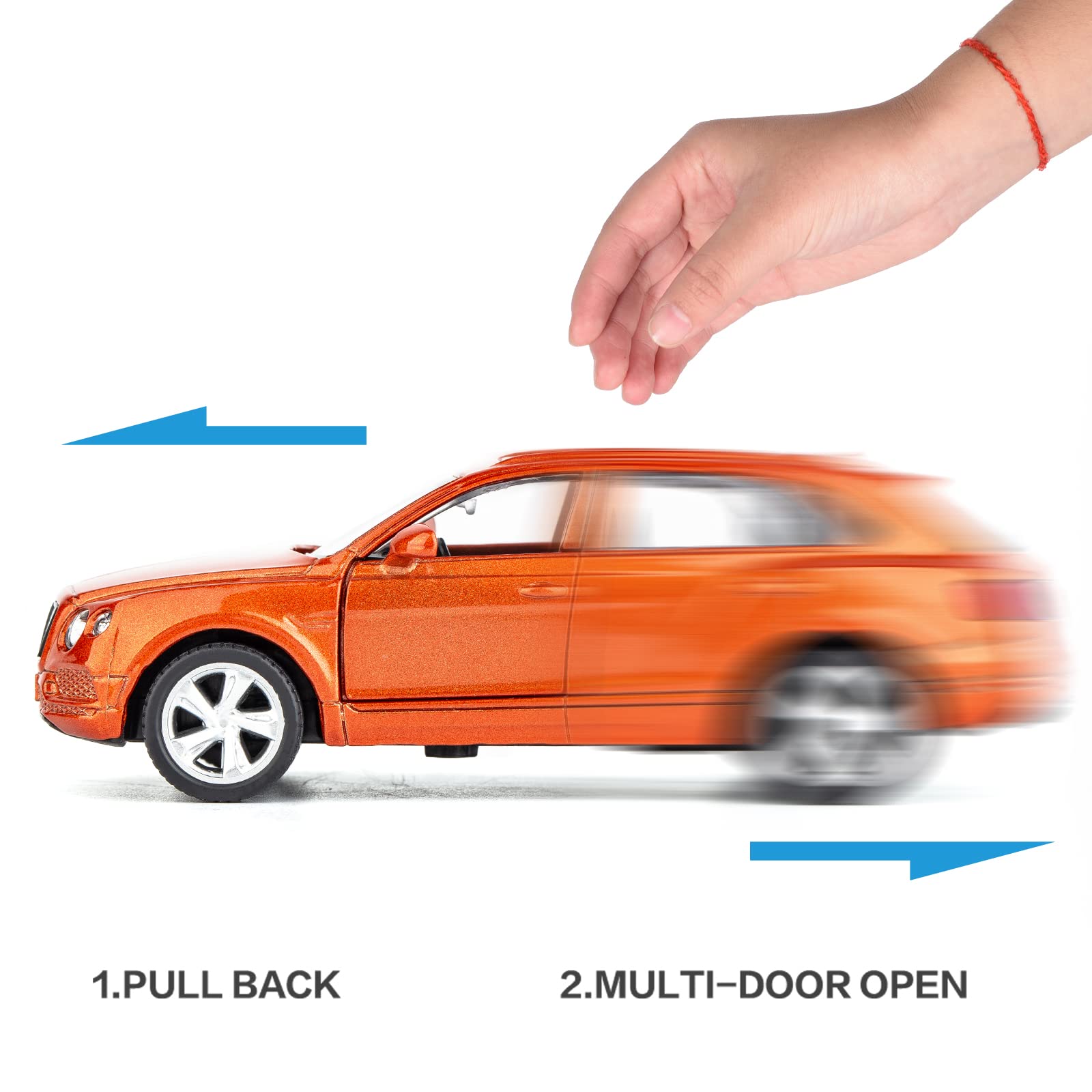 BDTCTK Compatible for 1:45 Bentley Bentayga Model Car, Zinc Alloy Pull Back Toy Car for Kids Boy Girl Orange