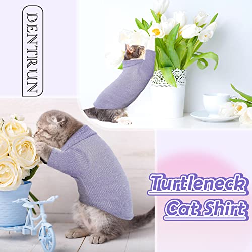 DENTRUN Sphynx Hairless Cats Shirt Pullover Kitten T-Shirts, Breathable Cat Wear Turtleneck Sweater Adorable Cat's Clothes Vest Pajamas Jumpsuit
