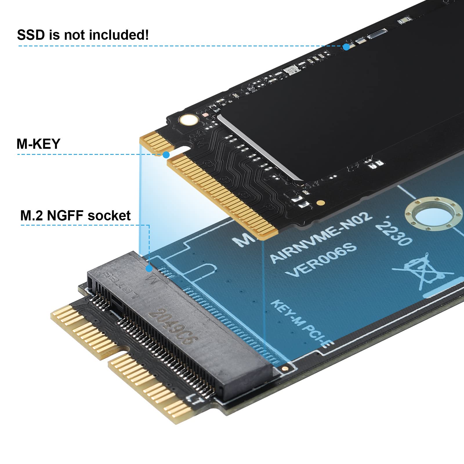BEYIMEI mSATA to M.2 NGFF SSD B-Key Adapter Card,Connects M.2 NGFF SATA Solid State Disk to Mini SATA Motherboard,Supports M.2 NGFF 2280, 2260, 2242, 2230(NOT Support NVME SSD)