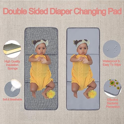HuangDa Diaper Bag Backpack, Multifunction Baby Diaper Bags, Waterproof Baby Essentials Travel Bag for Baby Girl Boy, Large Capacity Mommy Bag with Changing pad & Stroller Straps & Pacifier Case