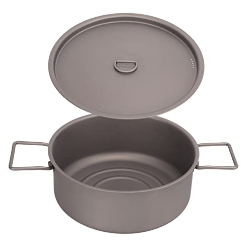 COAECJ Titanium Camping Pot 2L, with Lid and Folding Handle, Camping Cookware for Outdoor Travel Walking Hiking Fishing Beach Picnic Mountaineering Backpacking Camping Pot