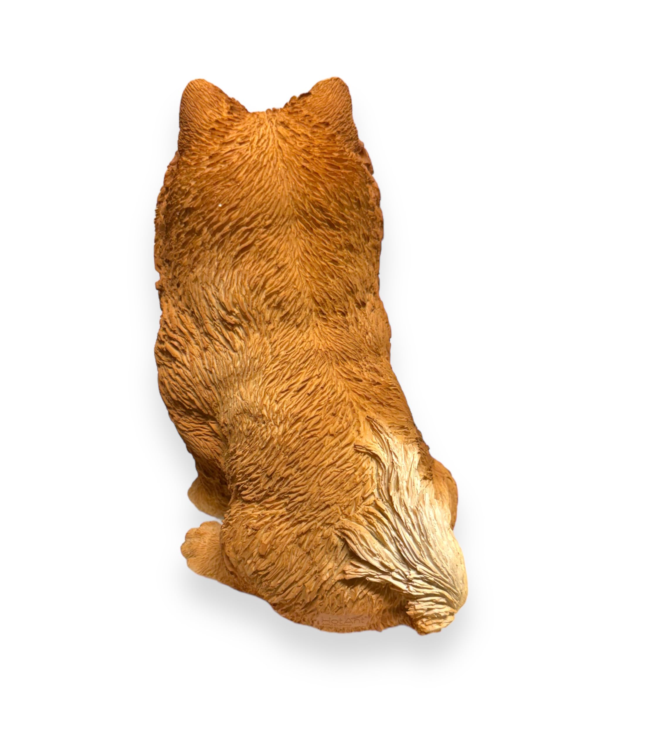 Light Brown Pomeranian Statue Puppy Dog Realism Lifelike Real-Life Style Hand-Painted Figurine Home Garden Decor