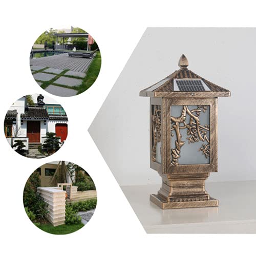 MHCZBGY Waterproof Metal Column lamp Solar Patio Column Light Home Outdoor Pillar Light Outdoor Garden Villa Pillar Lights European Style Column Light