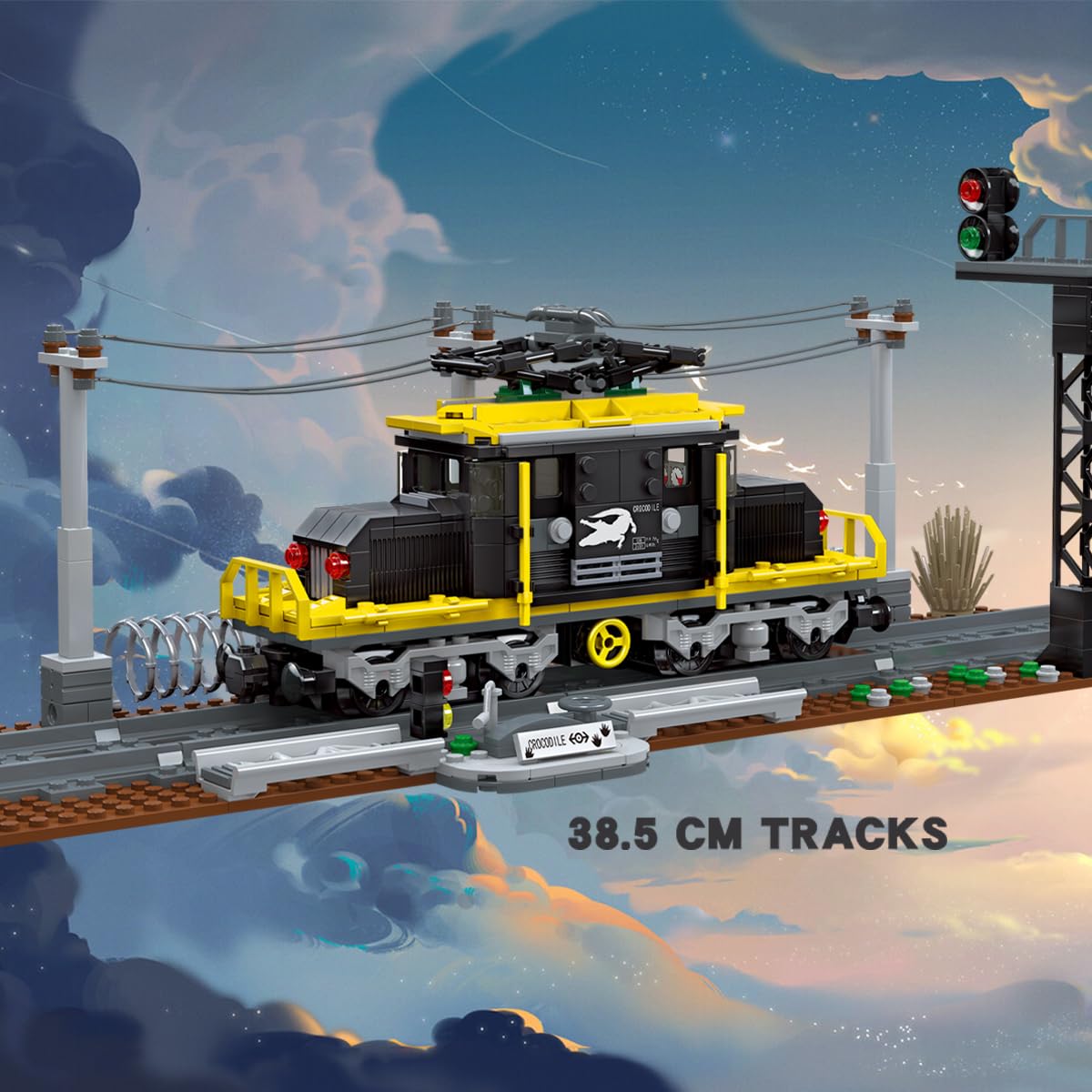 BDYDT Train Crocodile Locomotive Building Blocks Sets(669 Pieces) The Train Building Block Set restores The Iconic Crocodile Locomotive; Great Gift Idea for Train Enthusiasts Lovers