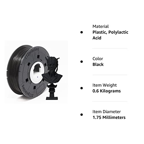 XYZPrinting Tough PLA Filament 1.75mm, Dimensional Accuracy +/- 0.02mm, 600g Spool (1.3lbs), 1.75mm, Black