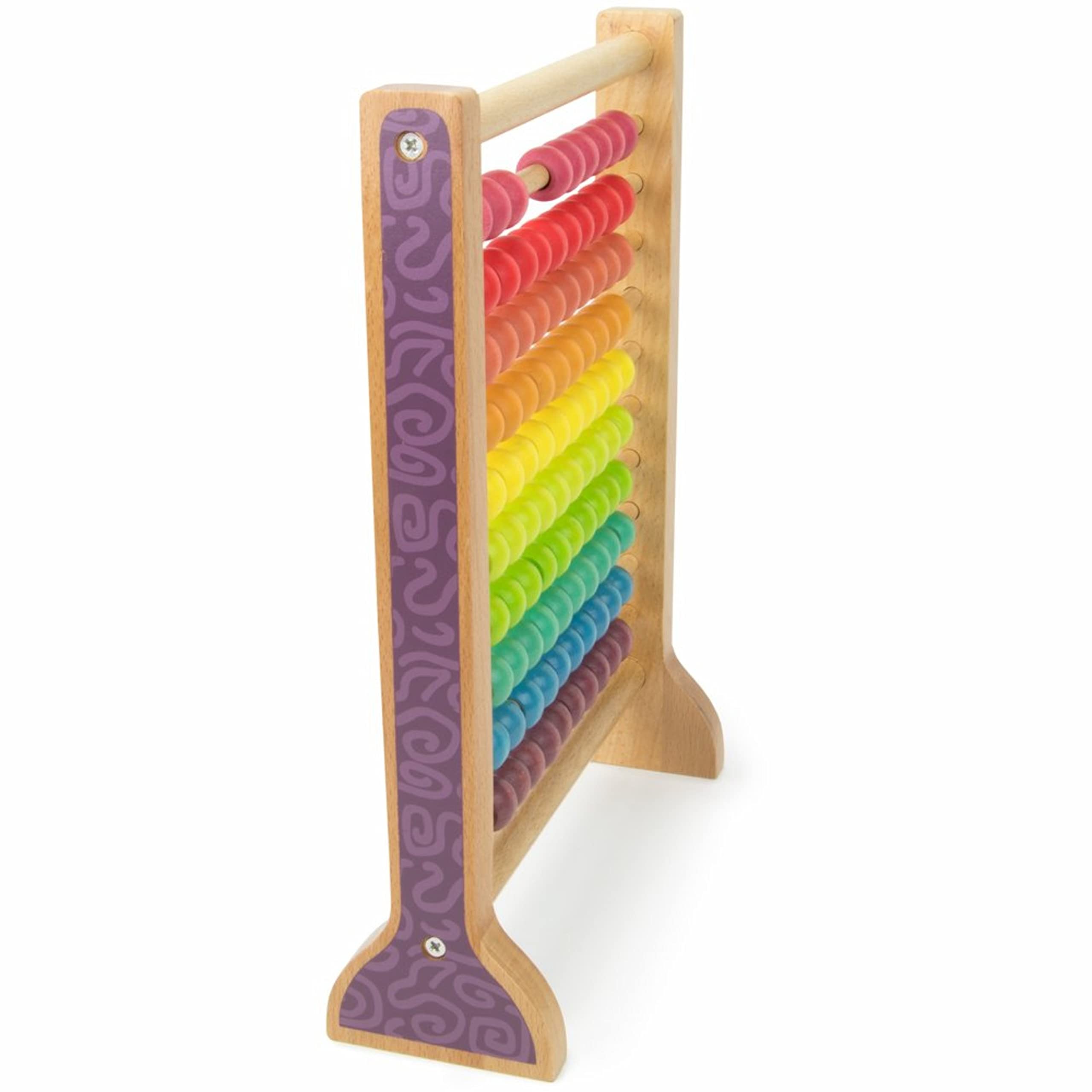 Imagination Generation Wooden Abacus Classic Counting Tool, Counting Frame Educational Toy with 100 Colorful Beads