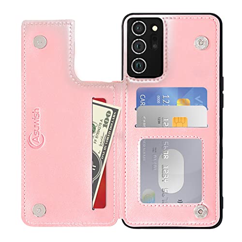 Asuwish Phone Case for Samsung Galaxy Note 20 Ultra Glaxay Note20 Plus 5G Wallet Cover with Screen Protector and Card Holder Stand Cell Gaxaly Notes 20Ultra Note20+ U + 20+ Twenty Not S20 Rose Gold