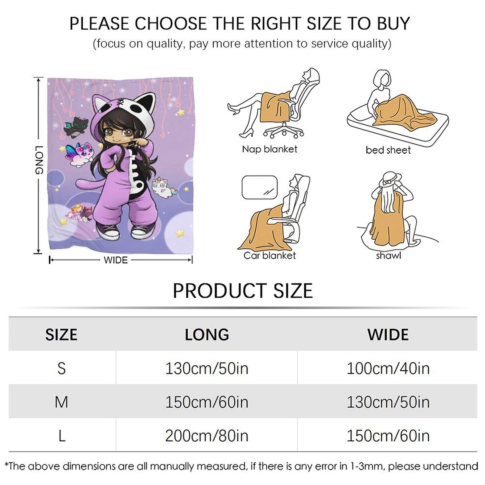 Cute Cartoon Flannel Lightweight Throw Blanket Gifts for Girls Super Soft Warm Cozy Blankets Decor Bedding Room, Couch, Sofa 60"x50"