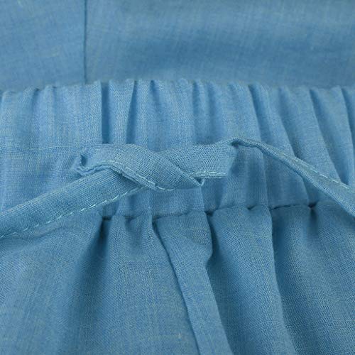 Hot Sale Drawstring Shorts, Thenlian Fashion Women Summer Solid Lace Up Cotton And Linen Pockets Casual Short Pants(S, Blue)