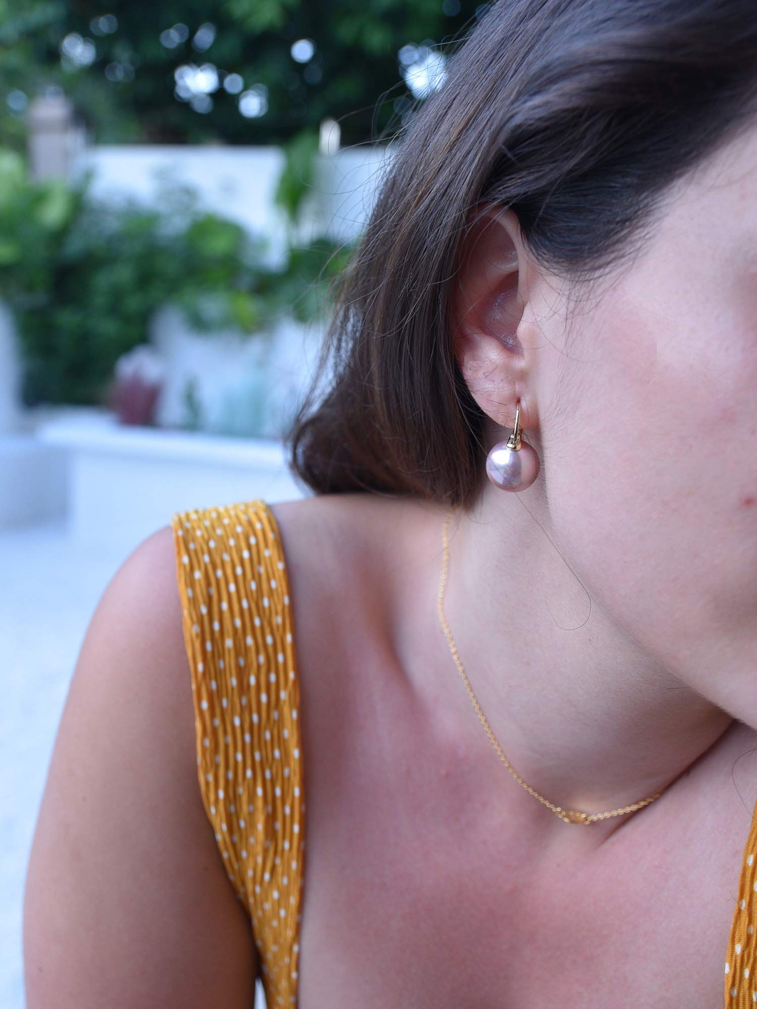 Big Pearl Dangle Earrings [18K Gold Plated - .925 Sterling Silver] - Bridal / Wedding / Ballroom / Gala / Vintage / Art Deco