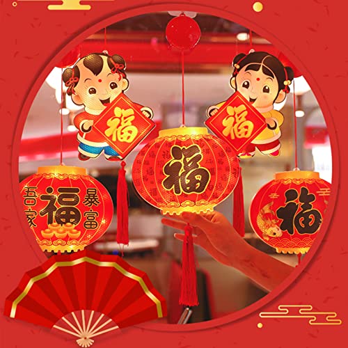 DUTUI Lanterna Led 11 PCS, Lanterna Decorativa De Estilo Chinês, Ventosa De Ano Novo Chinês, Lanterna Decorativa De Atmosfera Festiva