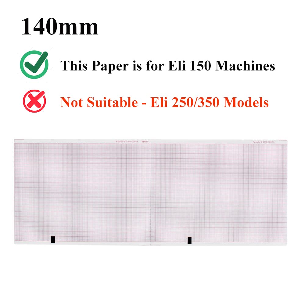 ECG EKG Paper Mortara ELI 150 Machine Compatible Thermal Recording Sheets 5 PacksPlease note this paper is for Eli 150 machines and not Eli 250 / 350 models. This paper measures 108 mm or 4.25 inches