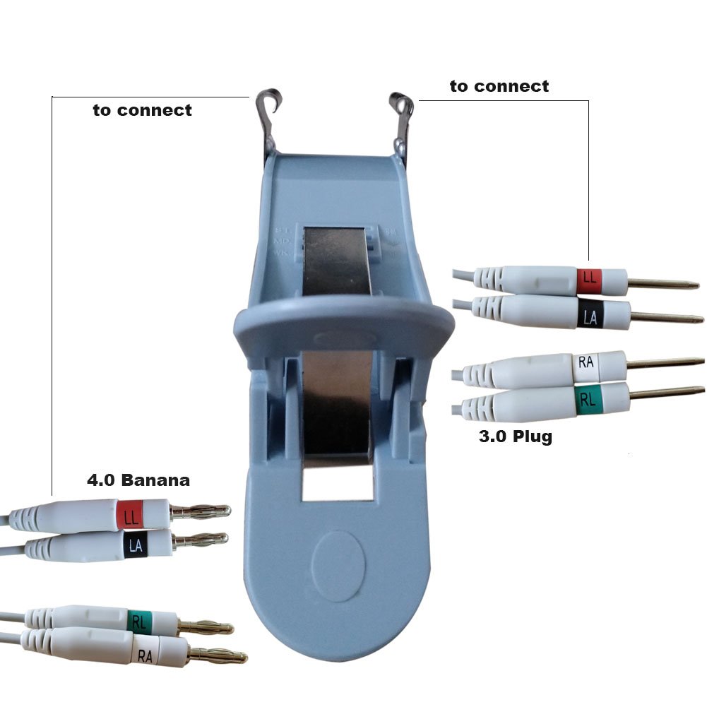 ECG/EKG Adult Limb Electrode for 3.0 Plug/4.0 Banana Plug -4 Pieces/Set (Gray)