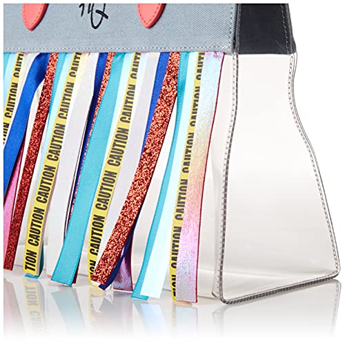 Loungefly x Birds of Prey Harley Quinn Caution Tape Fringe Crossbody Bag (One Size, Clear/Multi)