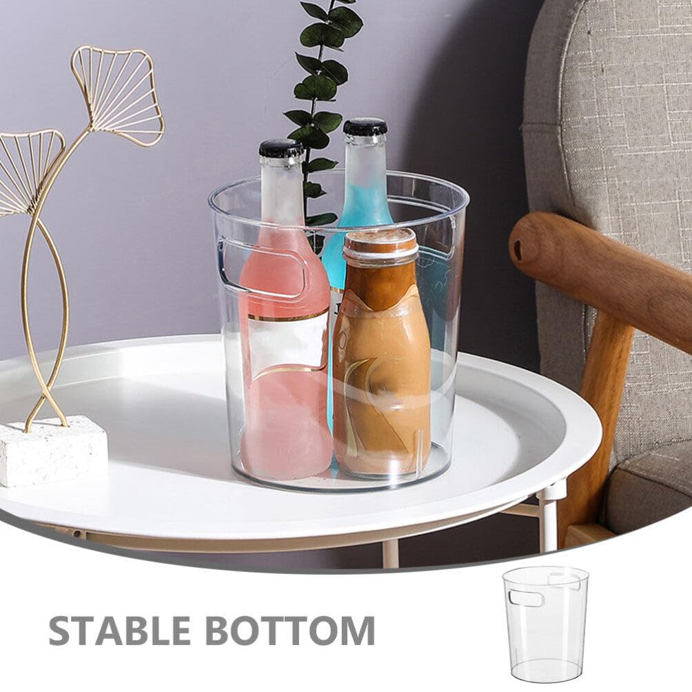 Ciieeo Plastic Waste Baskets, Clear Round Trash Cans Small Waste Basket Garbage Container Bin Ice Bucket Flower Arrangement Vase for Bathroom Bedroom Kitchen S