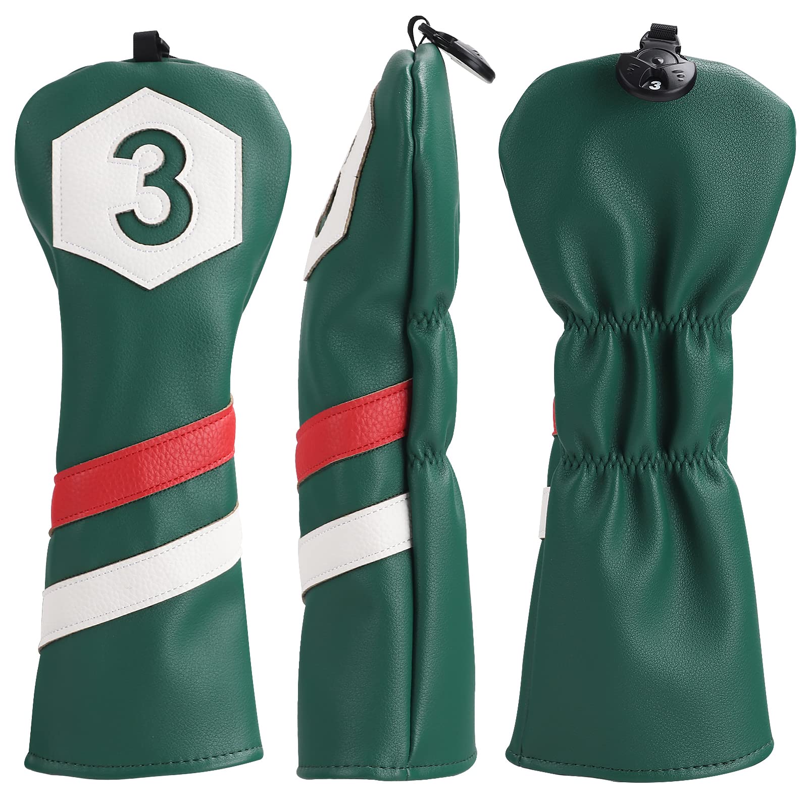 BIG TEETH Driver Fairway Hybrid Headcover Golf Wood Headcovers 460cc Driver Club Head Cover Green1,3,H