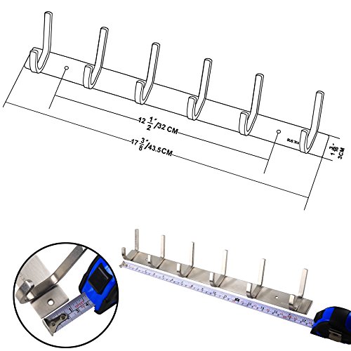 WEBI 2 Packs, Heavy Duty Stainless Steel 304 Hook Rail Coat Rack, Satin Finish, Great Home Storage & Organization for Bedroom, Bathroom, Foyers, Hallways
