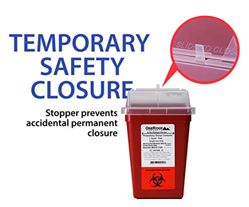 OakRidge Products 1 Quart Size Sharps and Biohazard Disposal Container,