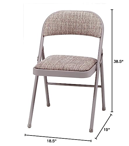 MECO 4-Pack Deluxe Fabric Padded Folding Chair, Chicory Lace Frame and Motif Fabric Seat and Back