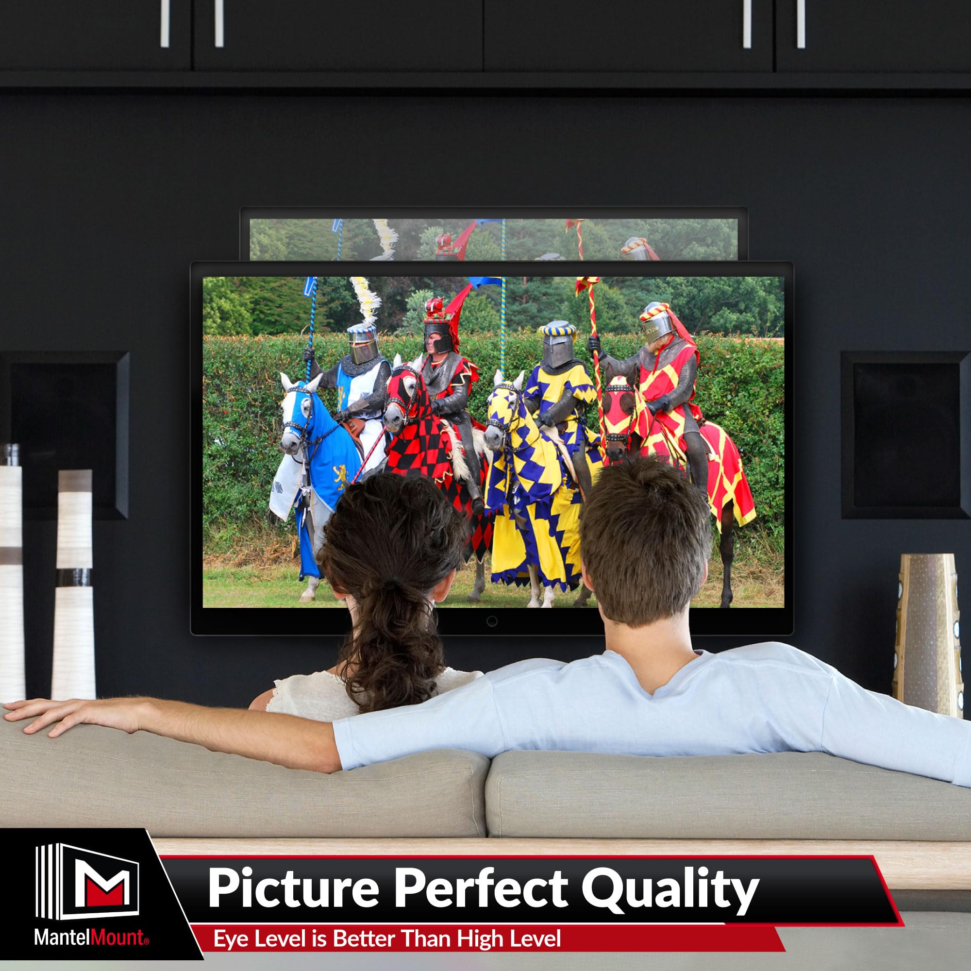 MantelMount MM700 Premier Fireplace TV Mount Pull Down Bracket for 50"-90" & 25-115 lb Televisions Above Mantel