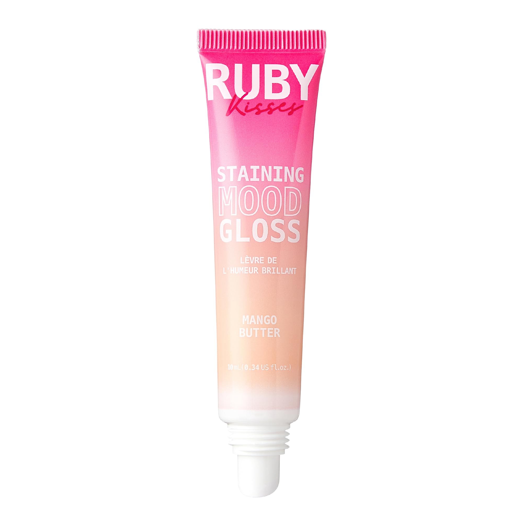 Ruby Kisses Staining Mood Lip Gloss, Mango Butter Infused for Hydration, PH-Activated Hue Change, Lightweight Feel, Non-Sticky Shine for Long Lasting Fuller & Smoother Lips (1pc)