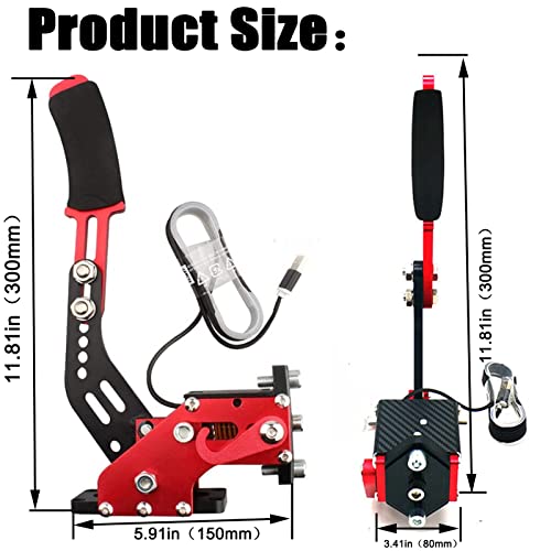 Obokidlyamor [Upgrade 4th GEN 3-IN-1 USB Handbrake Support T300RS/T300 Ferrari Compatible with PS5/PS4 + PC For Simracing Game Sim Rig with Clamp (For T300RS/T300/PS4/PS5 -Only Handbrake, Red)