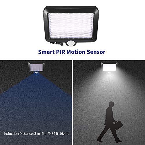 BIOBEY Solar Motion Lights, 56 LEDs Bright Solar Powered Flood Lights with 5 M/16.4 FT Power Cable, Waterproof Human Body Sensor Fission Induction Solar Lamp Yard Street Security Lamp