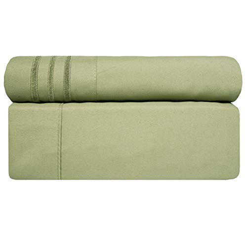 King Size Sheets - Breathable Luxury Bed Sheets with Full Elastic & Secure Corner Straps Built In - 1800 Supreme Collection Extra Soft Deep Pocket Bedding Set, Sheet Set, King, Sage