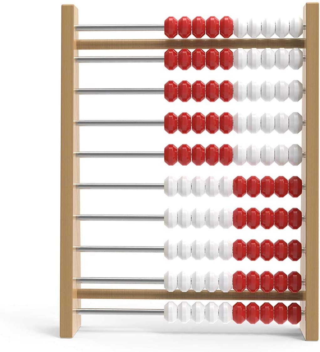hand2mind 100 Bead Wooden Rekenrek, Abacus for Kids Math, Math Manipulatives Kindergarten, Counting Rack for Kids, Counters for Kids Math, Educational Toys for Elementary Kids (Set of 1)
