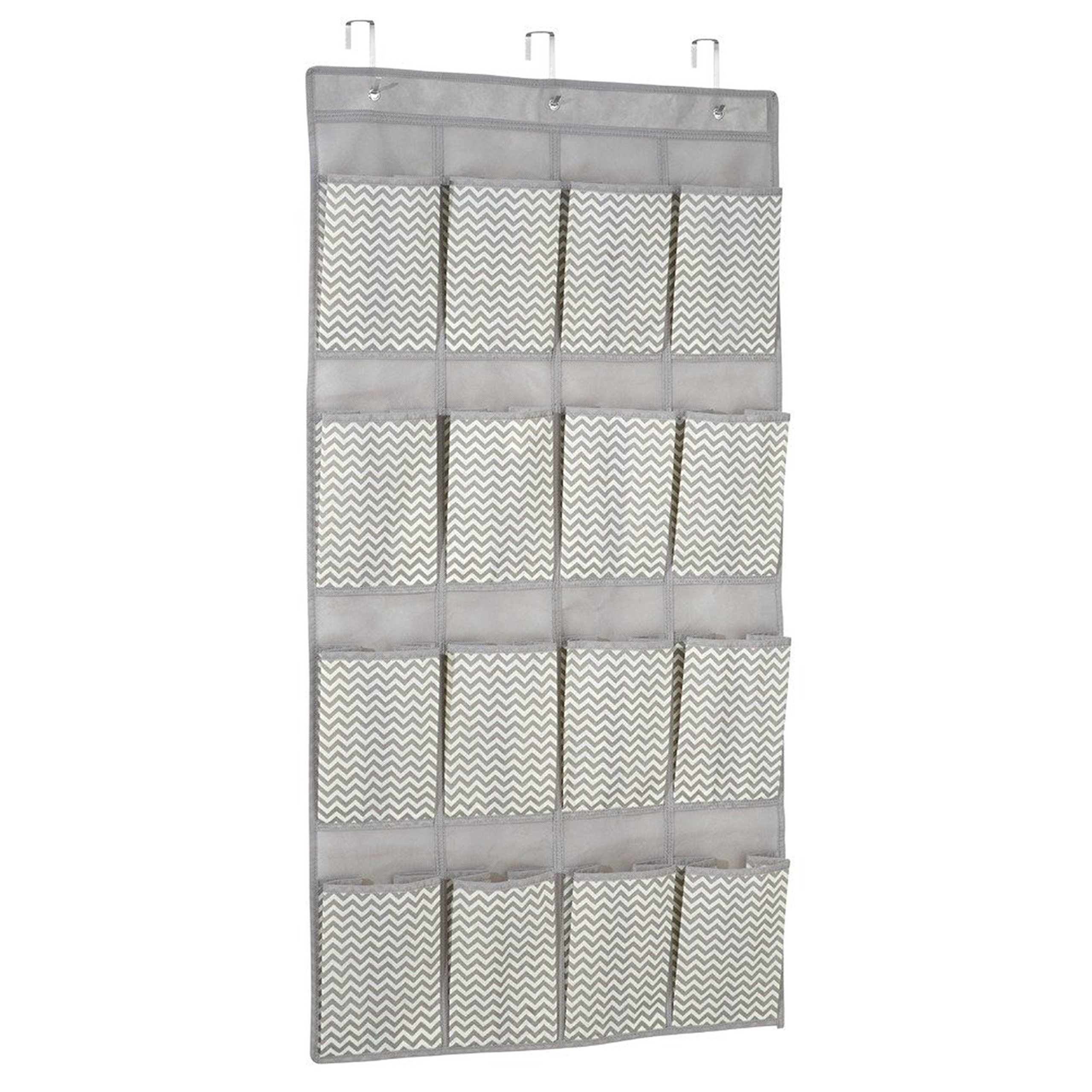 InterDesign 16-Pocket Hanging Shoe Organizer ā Chevron Over Door Storage System, Taupe