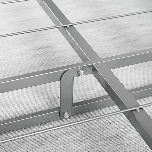ZINUS No Assembly Box Spring / 4 Inch White Mattress Foundation / Sturdy Metal Structure, Queen,Grey