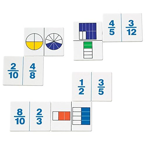 hand2mind Fraction Dominoes Set, Fraction Manipulatives for Elementary School, Dominoes Fraction Games, Middle School Math Games, Montessori Math Manipulatives, Classroom Dominoes Set (Set of 30)