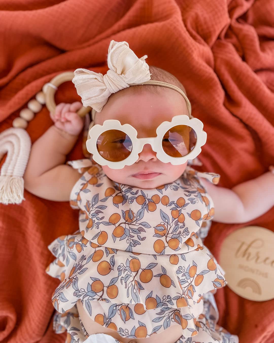 Infant Baby Girl Swimsuit One Piece Strap Ruffle Floral Bikini Swimwear Bathing Suit Summer Beach Wear (Orange Lemon, 3-6 Months)
