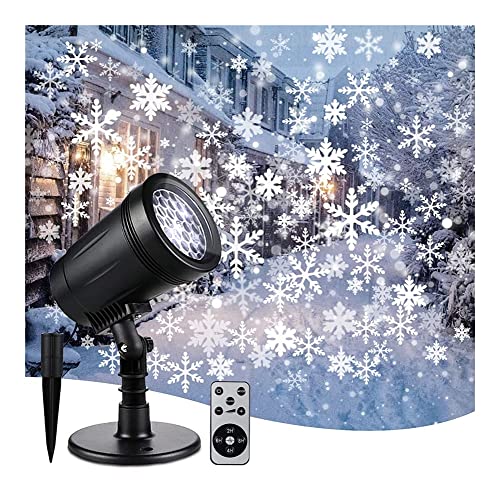 Lovedfgh Christmas Snowflake Lights Christmas Snowflake Projector Lights Outdoor, Waterproof LED Snowfall Spotlight Projector for Halloween Xmas Party Holiday Home Garden Landscape Decor 11.7