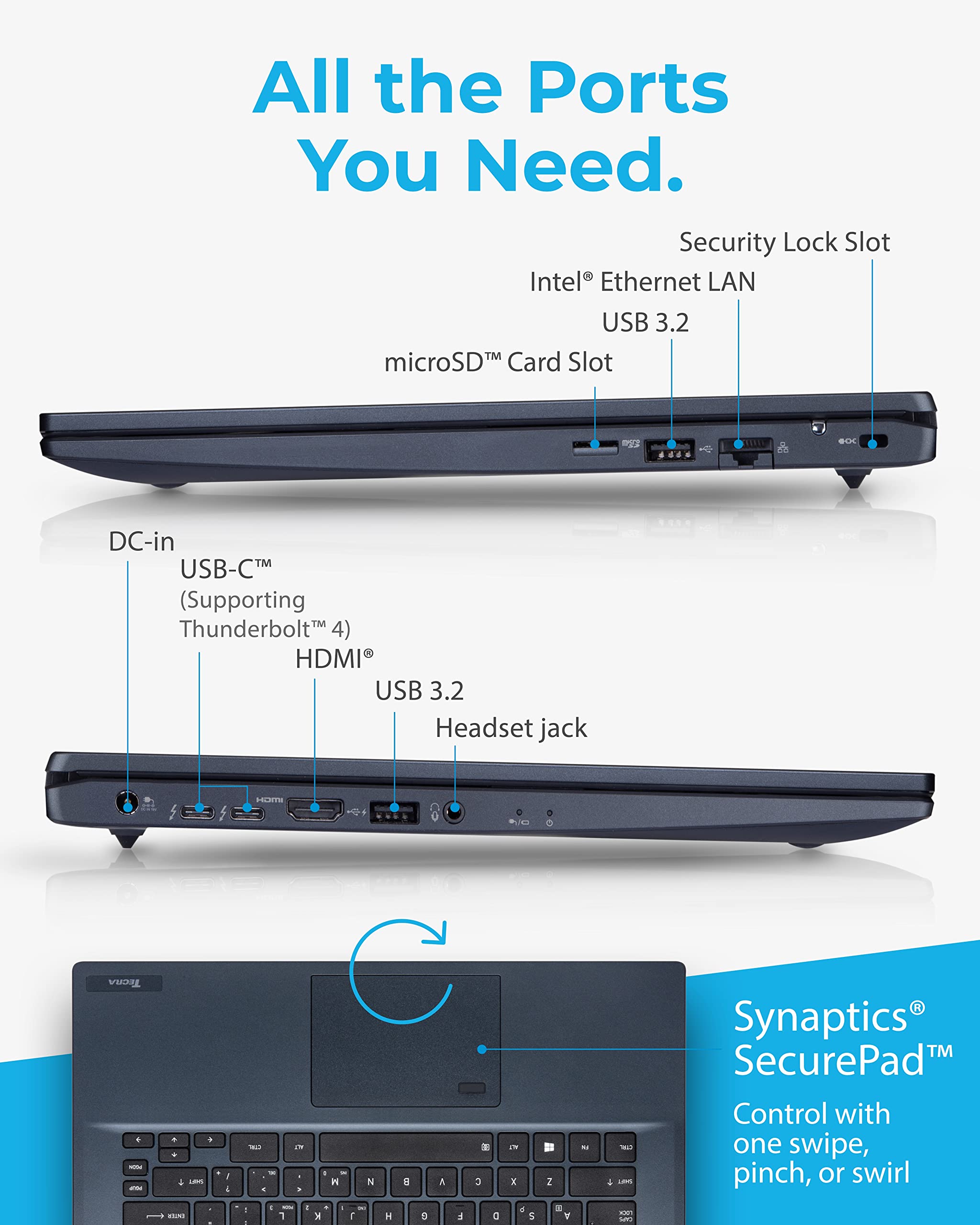 dynabook Tecra A40-J1418 Laptop, 11th Gen Intel Core i7-1165G7, Windows 10 Pro, 16 GB RAM, 512 GB SSD, 14" FHD Display, Thin & Lightweight, Spill-Resistant Backlit Keyboard (PMM10U-0CW049)