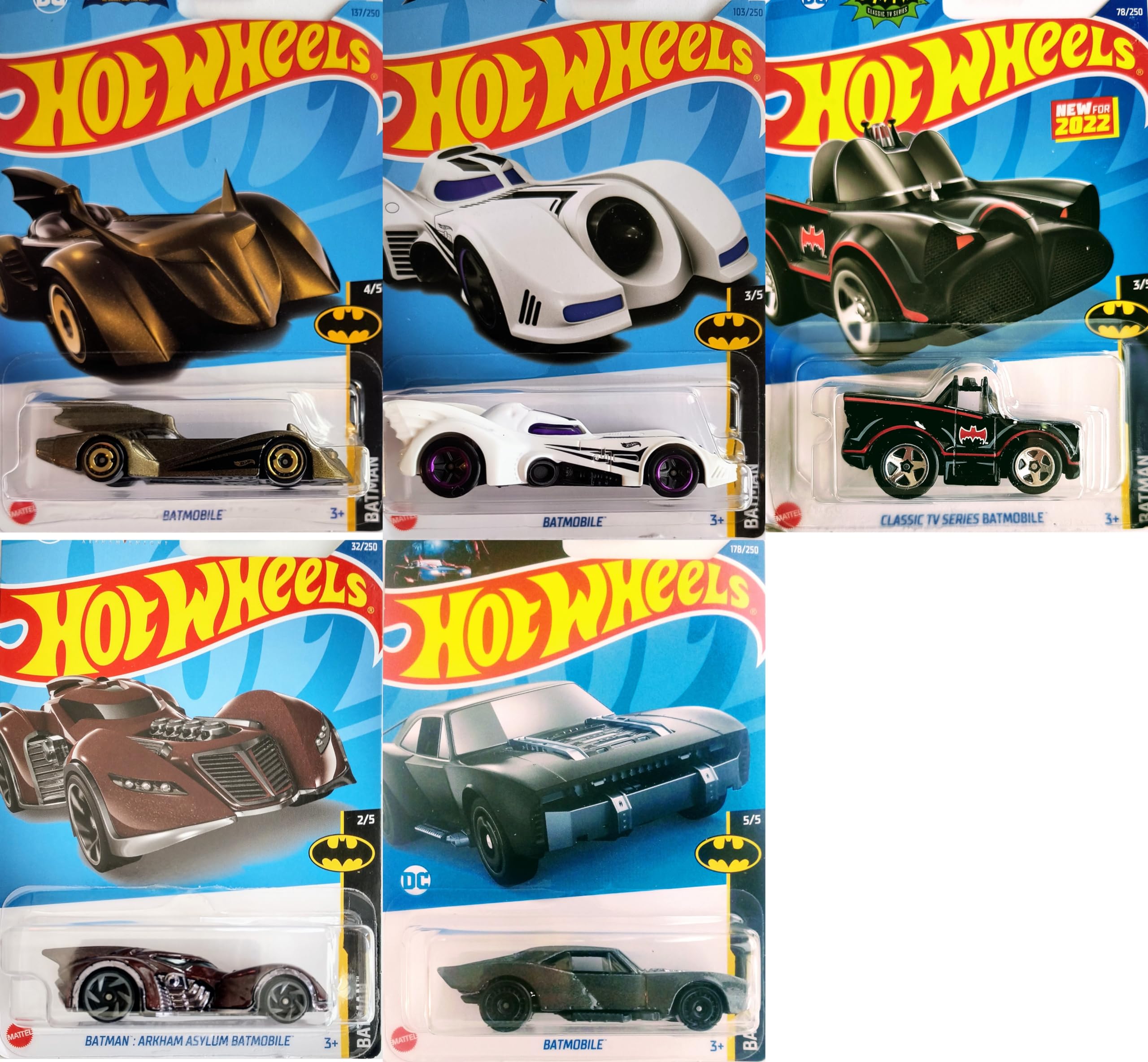Hot Wheels Batman 5 Car Set Bundle Version 3