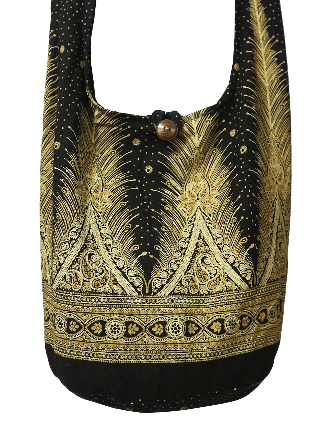 Lovely Creations Hippie Boho New Elephant Crossbody Bohemian Gypsy Sling Bag Shoulder Bag Large Size (Peacock L Black)
