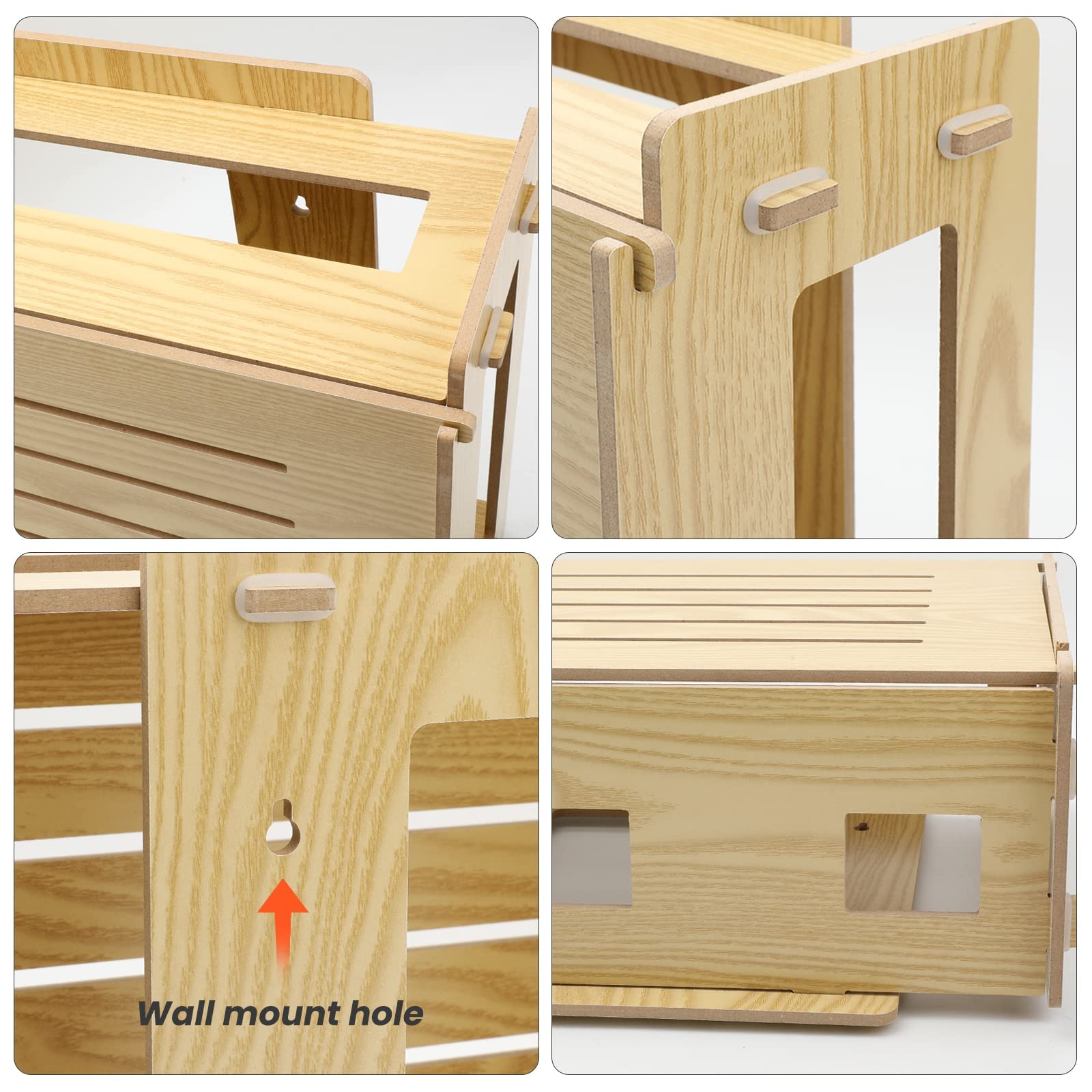 BEARUT Router Shelf Wireless WiFi Modem MDF Shelf Router Cover Power Strip and Cable Management Storage Box Hider Rack Organizer MDF