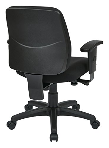 Office Star Deluxe Adjustable Office Task Chair with Ratchet Back Height Adjustment and Thick Padded Seat, with Arms, Coal FreeFlex