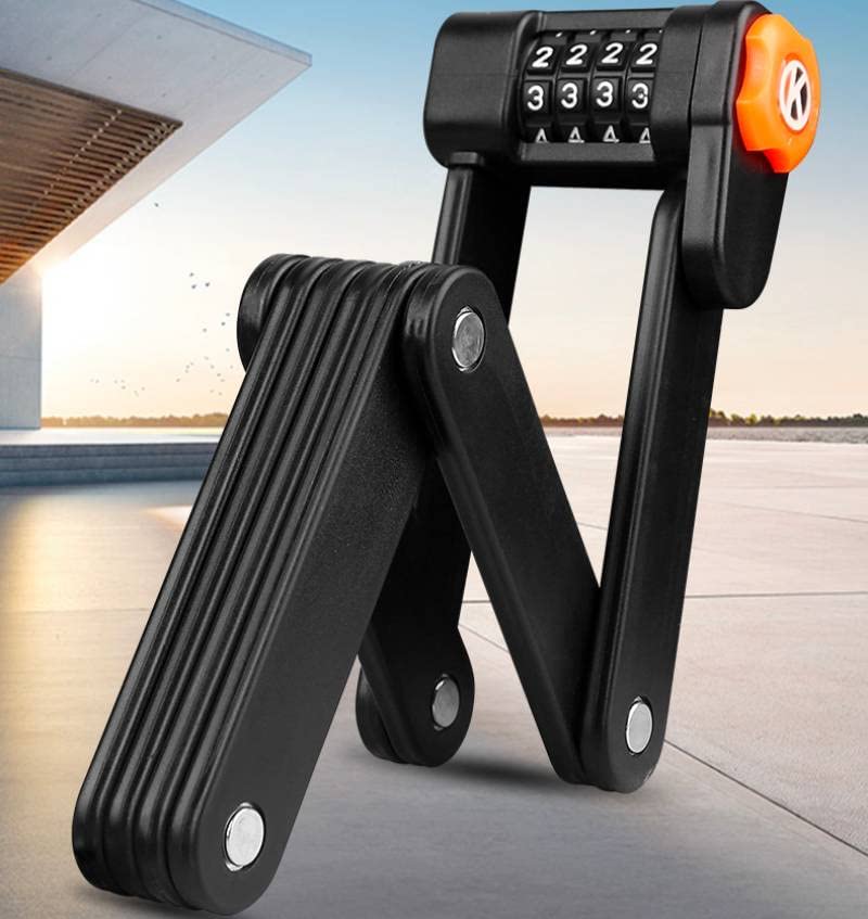 Bicycle Code Lock, Folding Bike Lock with 4 Password Anti-Theft Bicycle Security Combination Chain Lock